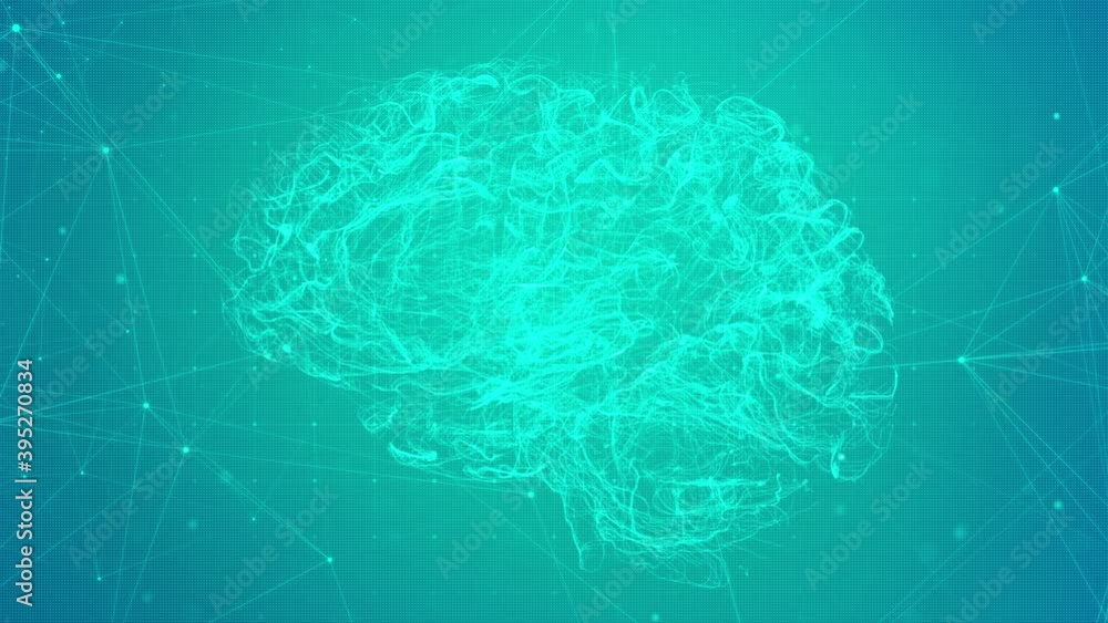 Science digital brain dotted line. Brain dotted lines on science or ...