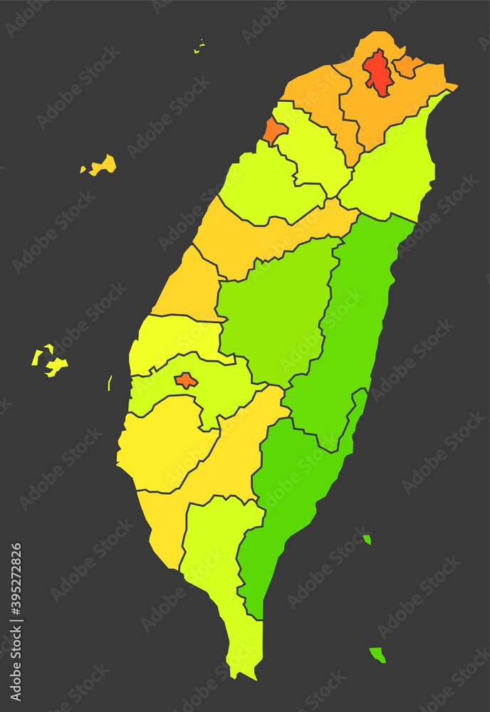 Taiwan population heat map as color density illustration Stock ...