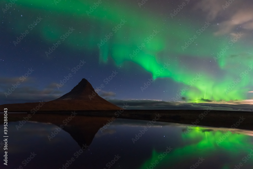 Northern lights in Iceland. Landscape full of kp5 Aurora Borealis ...