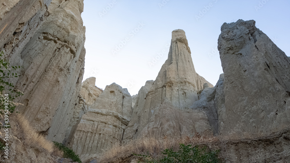 Geological formations and photographs of extinct volcanoes. background ...
