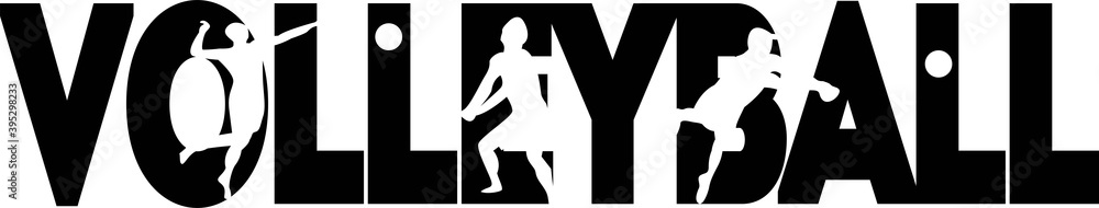 Volleyball Word Clipart Black And White