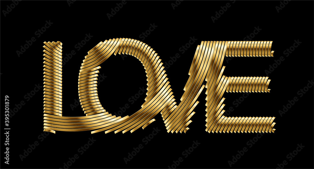 Love gold word lettering. Modern calligraphy script love text. vector ...