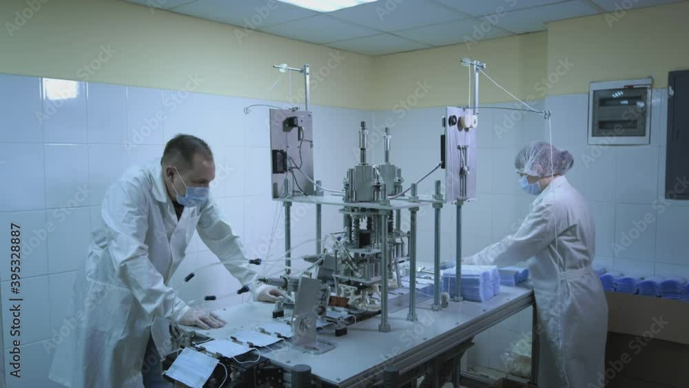 Production of medical protective face masks. Coronavirus protection ...