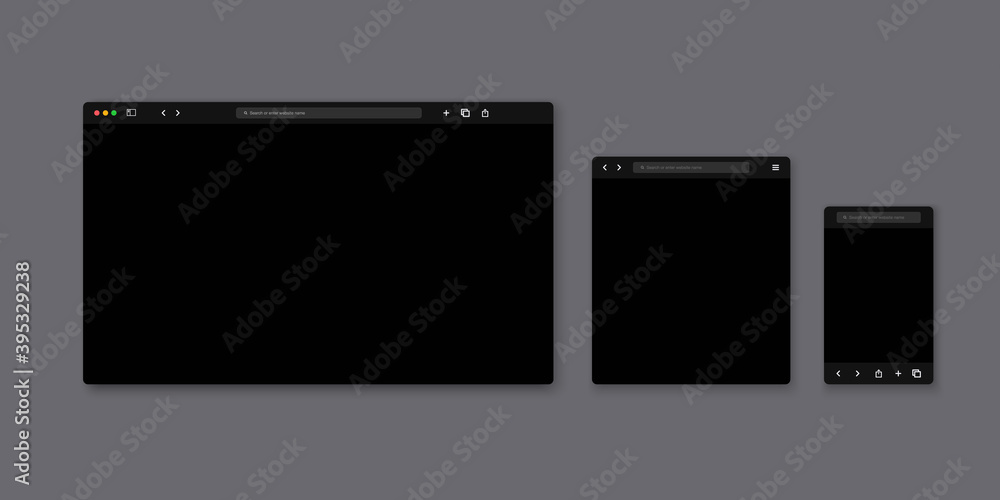 Web browser window template. Website browser different devices. Vector illustration Stock Vector ...