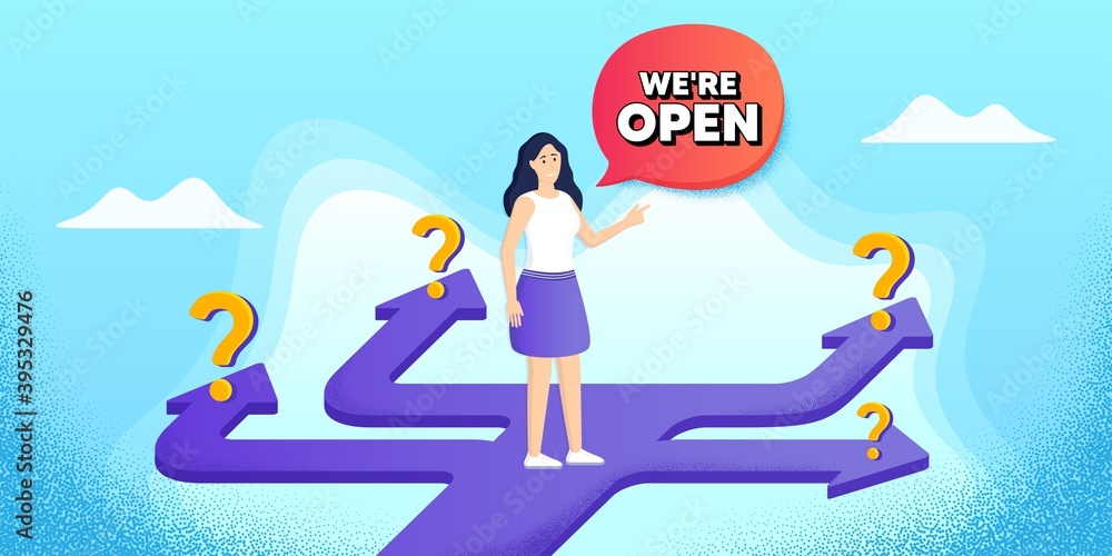 We're open. Future path choice. Search career strategy path. Promotion ...