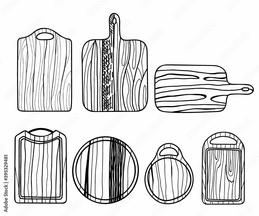 Cutting board set. Hand drawn boards, vintage kitchen wooden boards ...
