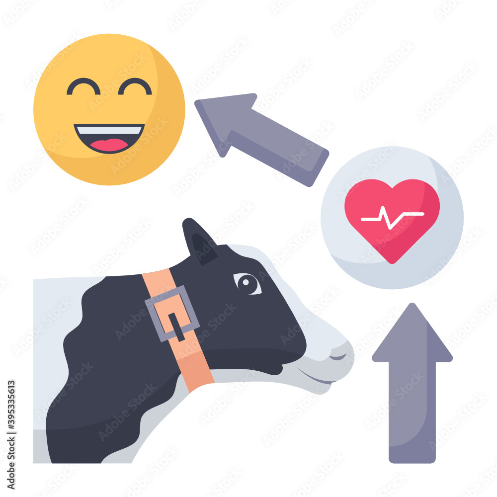 Animal Health Tracker Concept Vector color Icon Design, dairy farm ...