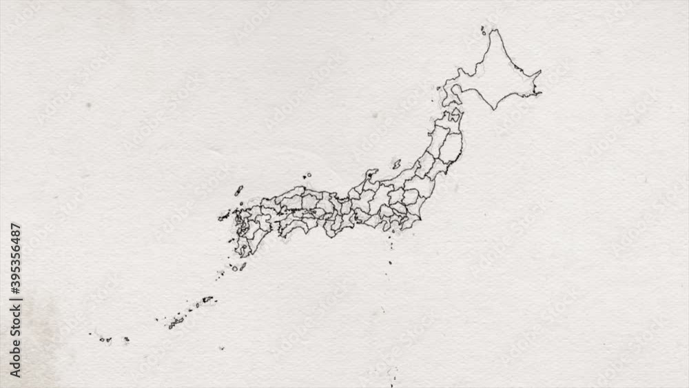 Japan Map Drawing Showing Up Intro By Regions/ 4k animated japan map ...