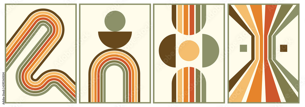 retro vintage 70s style stripes background poster lines. shapes vector ...