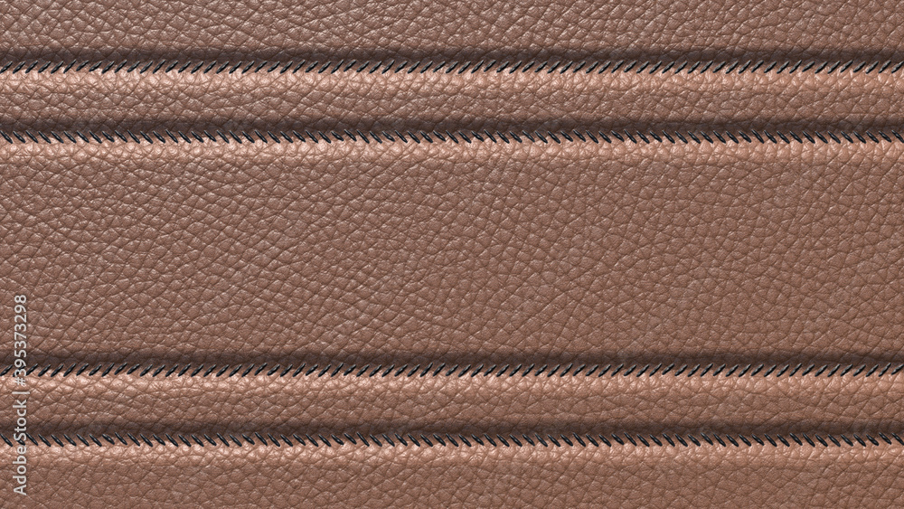Bovine coarse-grained leather background with decorative stitch on top ...