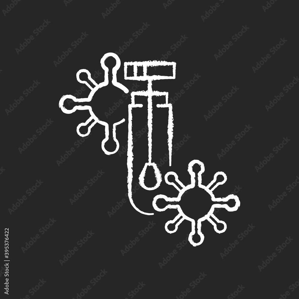 PCR test chalk white icon on black background. Polymerase chain ...