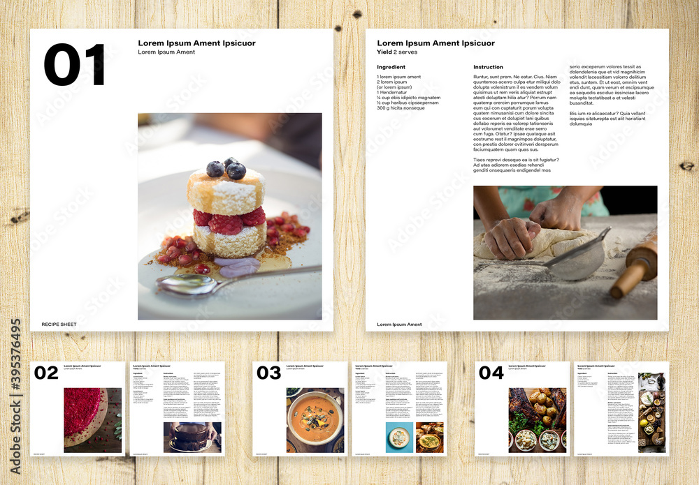 Recipe Sheets Layout Stock Template | Adobe Stock