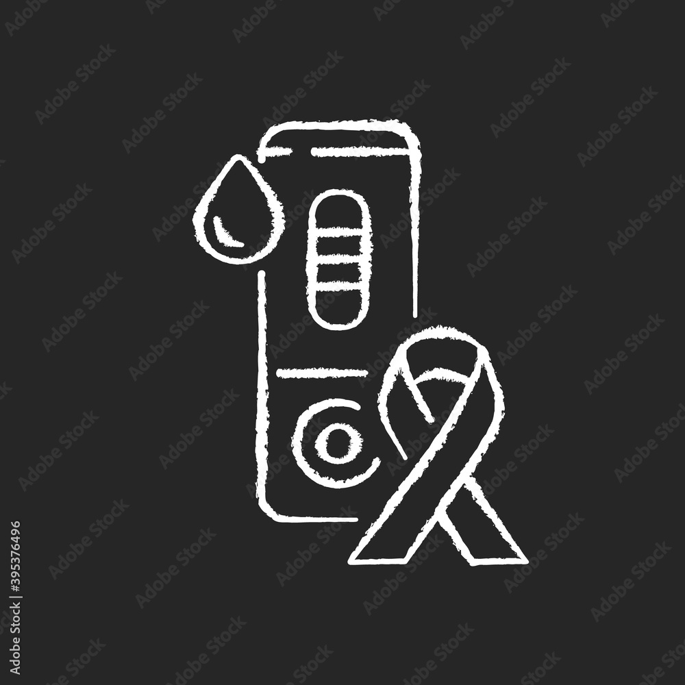 HIV test chalk white icon on black background. Laboratory blood ...