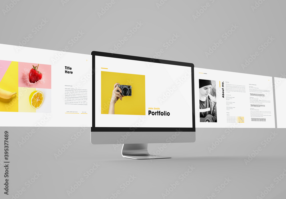 Minimal Yellow and Black Digital Portfolio Layout Stock Template ...