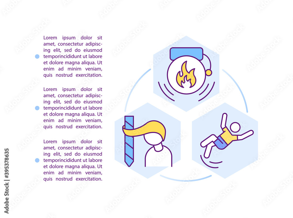 Unsafe working conditions concept icon with text. Using defective ...