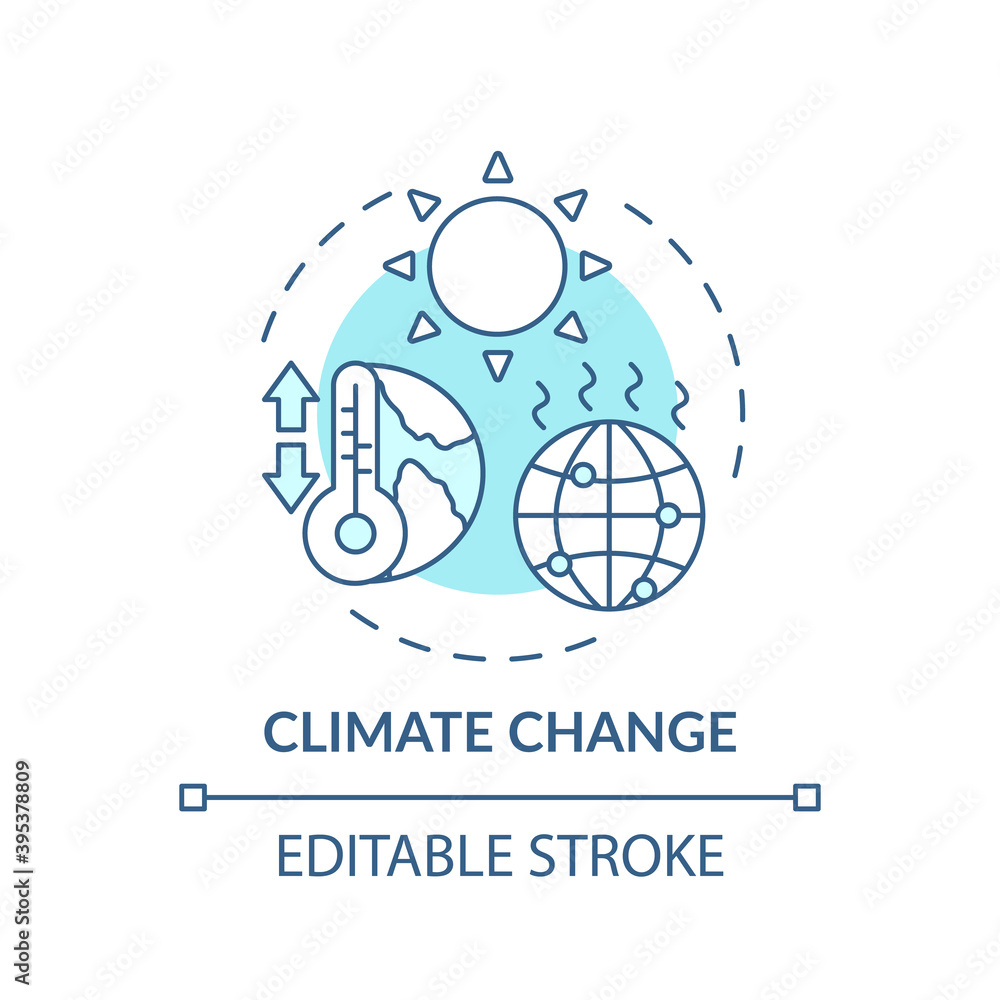 Climate change turquoise concept icon. Global warming. Rising ...