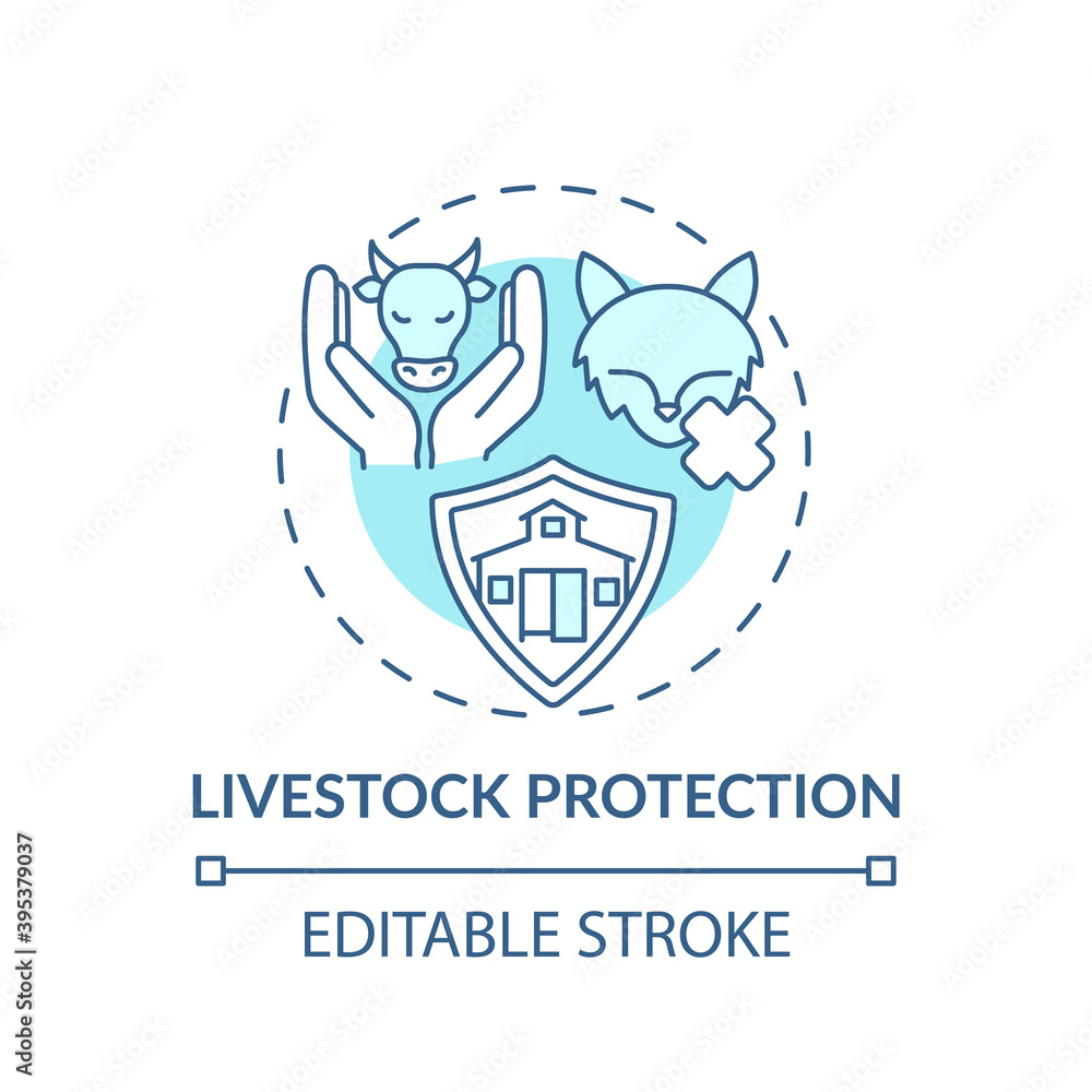 Livestock protection turquoise concept icon. Pets abuse. Domesticated ...