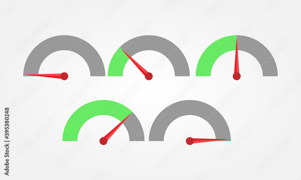 Instrument scale with p-colored sectors and different degrees of arrow ...
