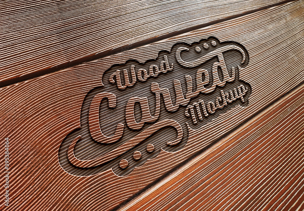 Engraved Text Effect on Wood Plank Texture Mockup Stock Template ...