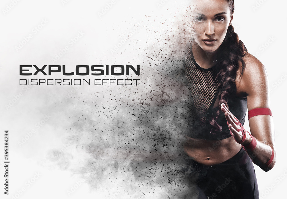 Dispersion Photo Effect with Explosion and Smoke Mockup Stock Template ...