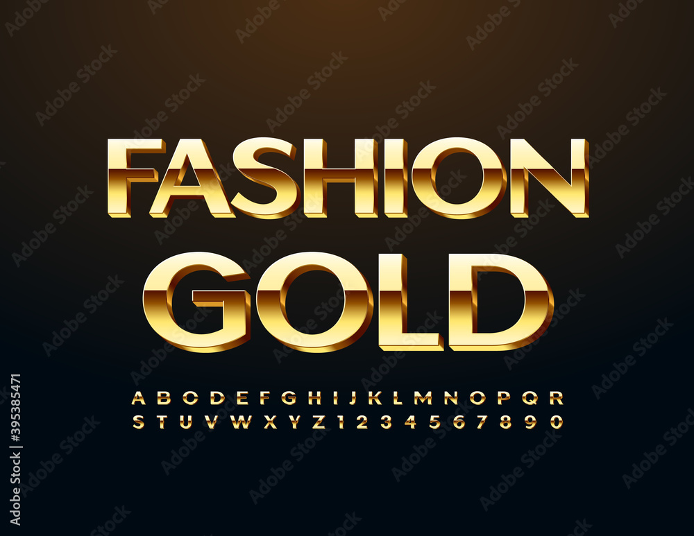 Vector chic banner Fashion Gold. Elite style Font. Shiny luxury ...