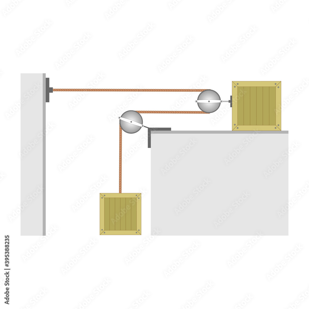Physics Education Motion, Simple Machine with Pulleys Stock Vector ...