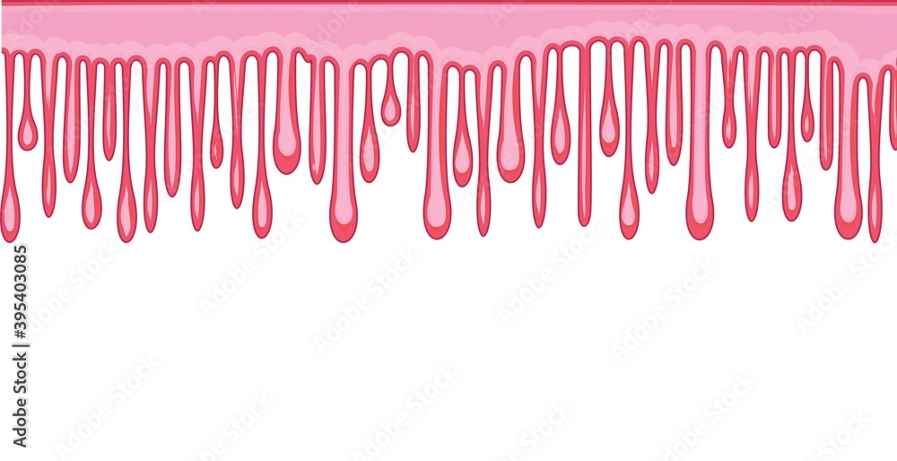 Beads of pink liquid. Custard. Red ice cream. Thick flowing paint ...