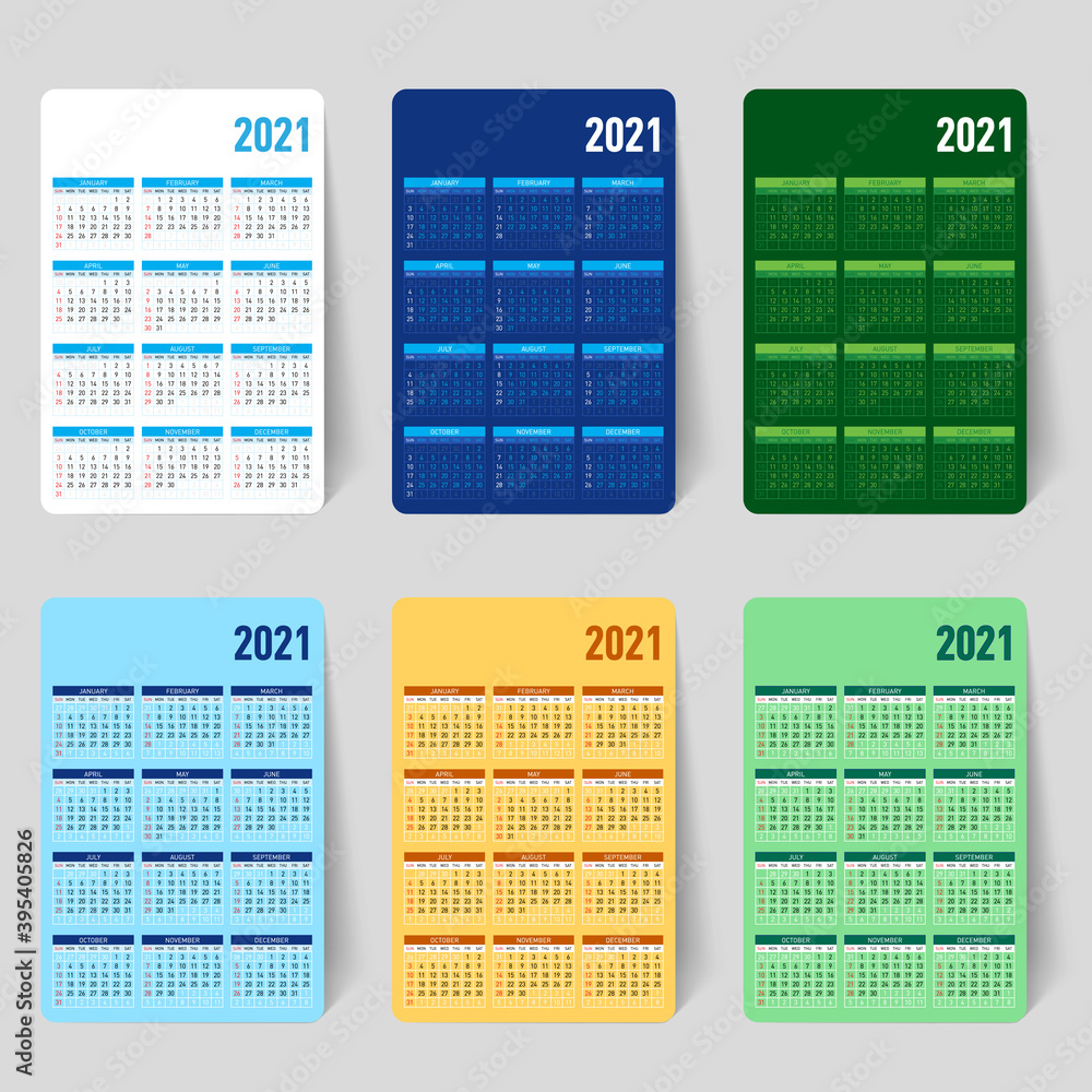 Four Season Colorful Set Calendars Template. Spring, Summer Autumn, and ...