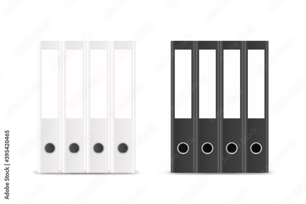Vector 3d Closed Realistic Black and White Blank Office Binder Stack ...