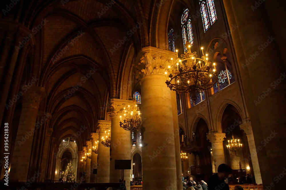 Gothic vaulting, columns of Notre Dame Stock Photo | Adobe Stock