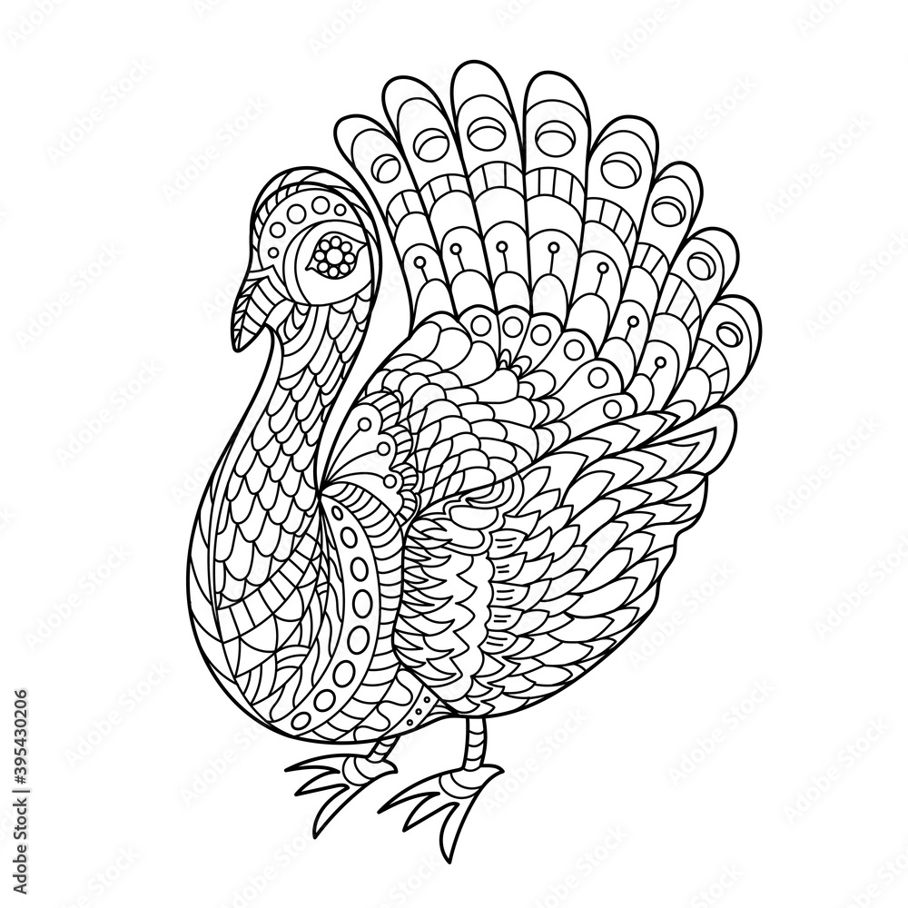 Turkey bird coloring pages for children. Creative cute bird for ...