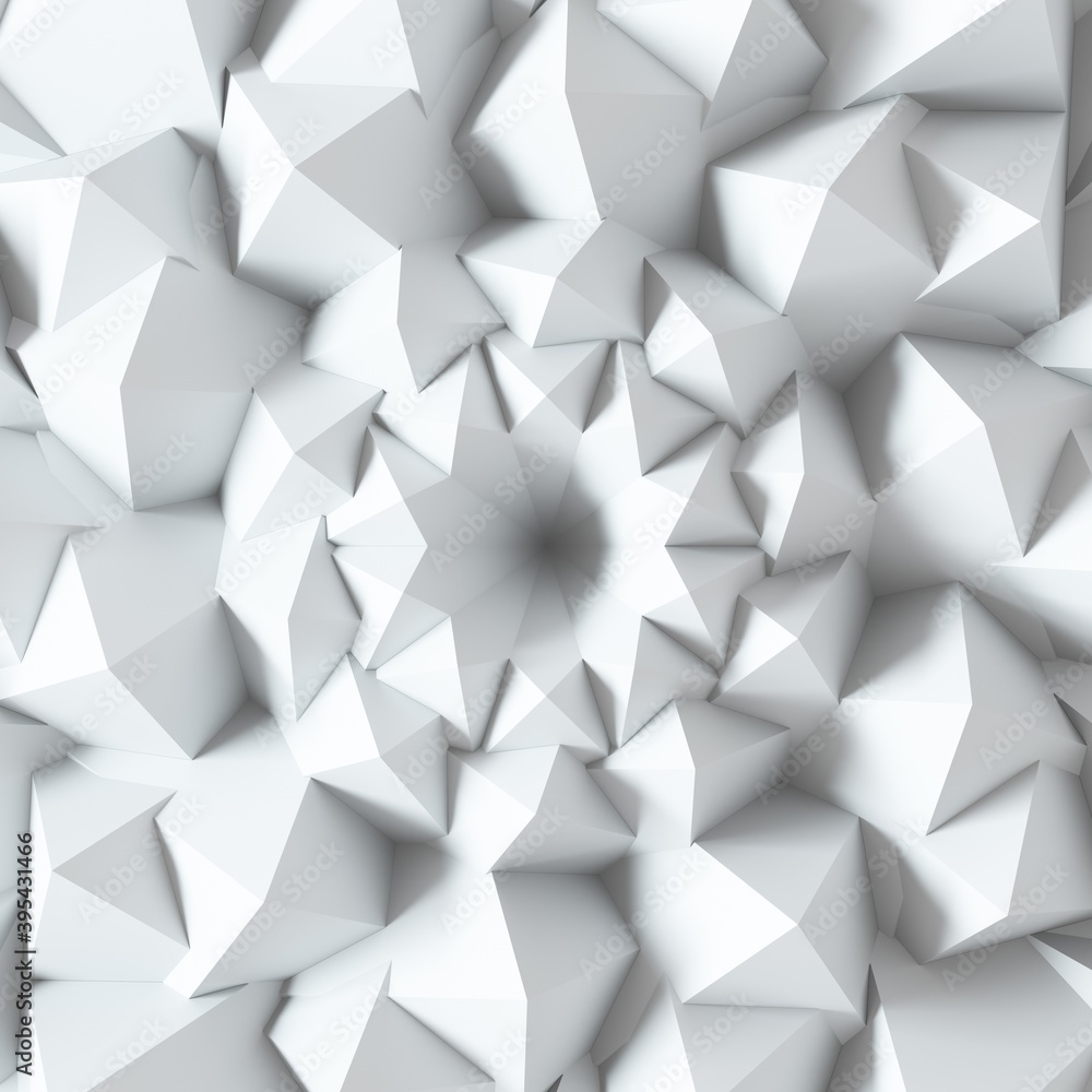 White 3d geometric background with center. Multifaceted banner. White ...