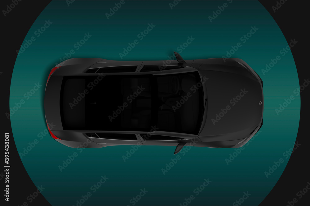 Autonomous Self Driving Car Visualization - Single Car With Blue Radar ...