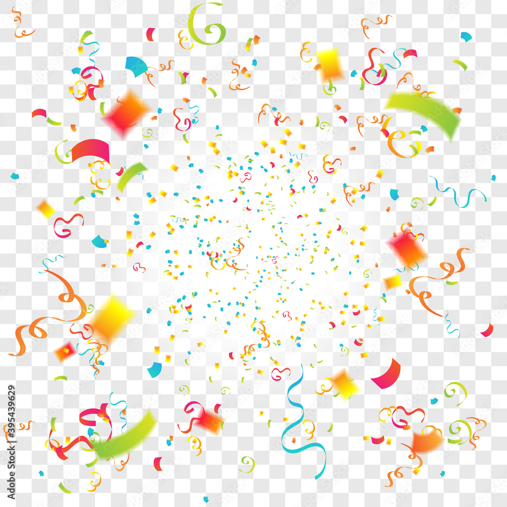 Colorful confetti and streamer party background illustration isolated ...