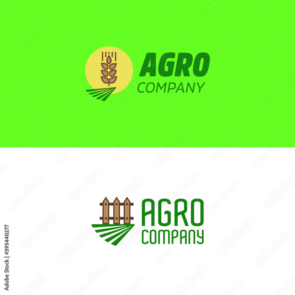 Agro logo design. Green background. Agriculture vector. Farm elements ...