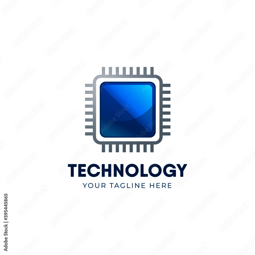 Microchip logo. Technology symbol isolated on white background for your ...