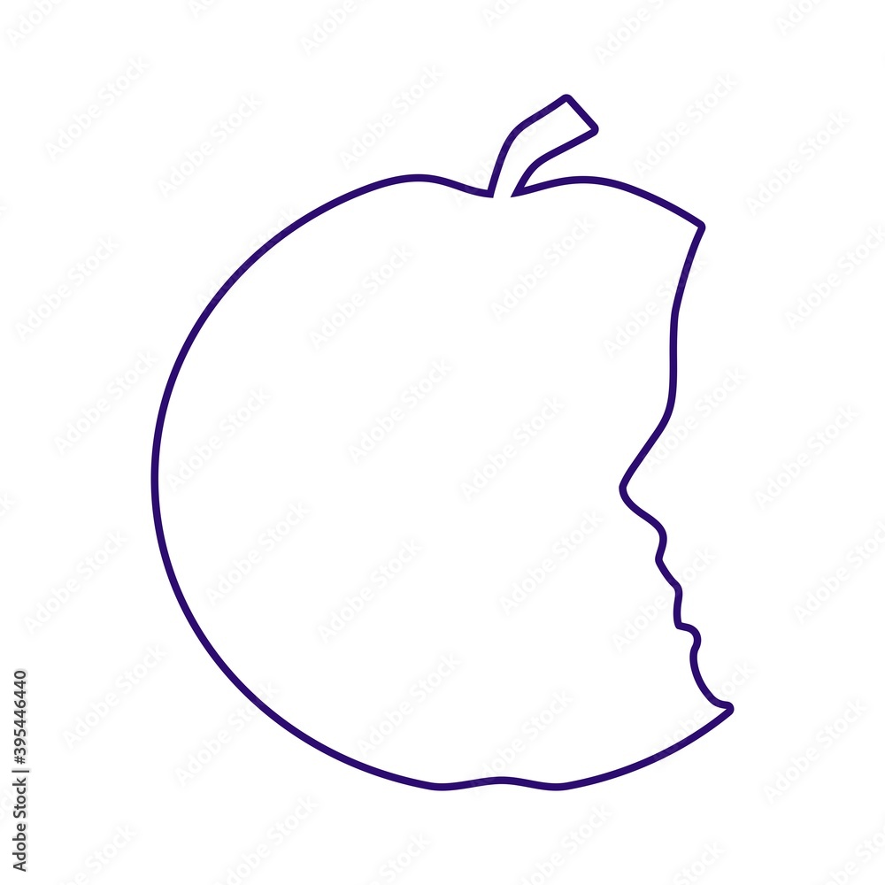 An apple with face profile view. Optical illusion. Human head make ...