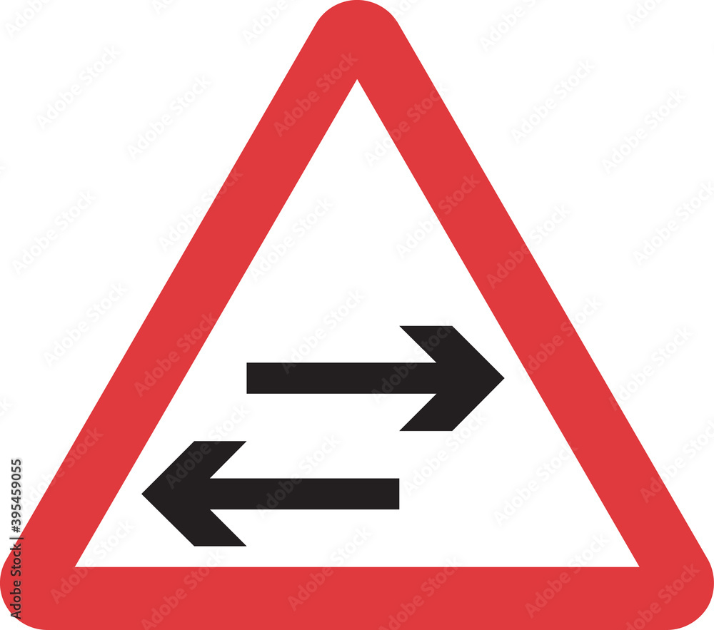 Two-way traffic on route crossing ahead warning sign ilustración de ...