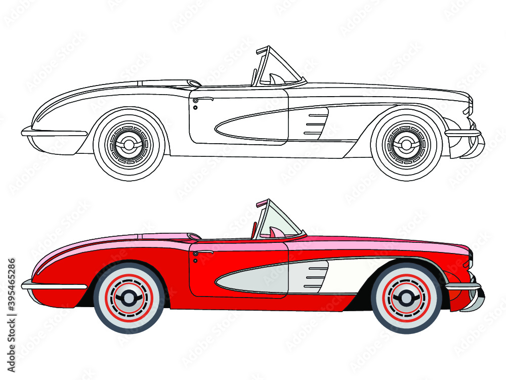 detailed side of a flat car cartoon vector with black stroke option for ...