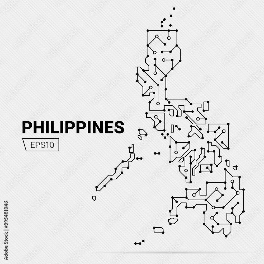 Abstract futuristic map of Philippines. Electric circuit of the country ...
