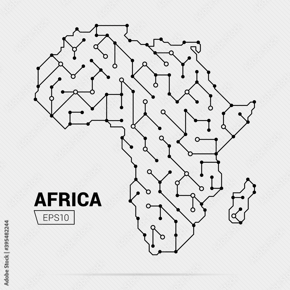 Abstract futuristic map of Africa. Electric circuit of the continent ...