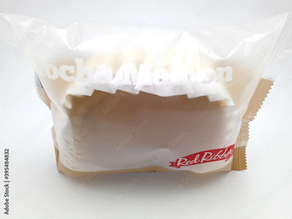 Red ribbon mocha mamon bread in Quezon City, Philippines Stock Photo ...