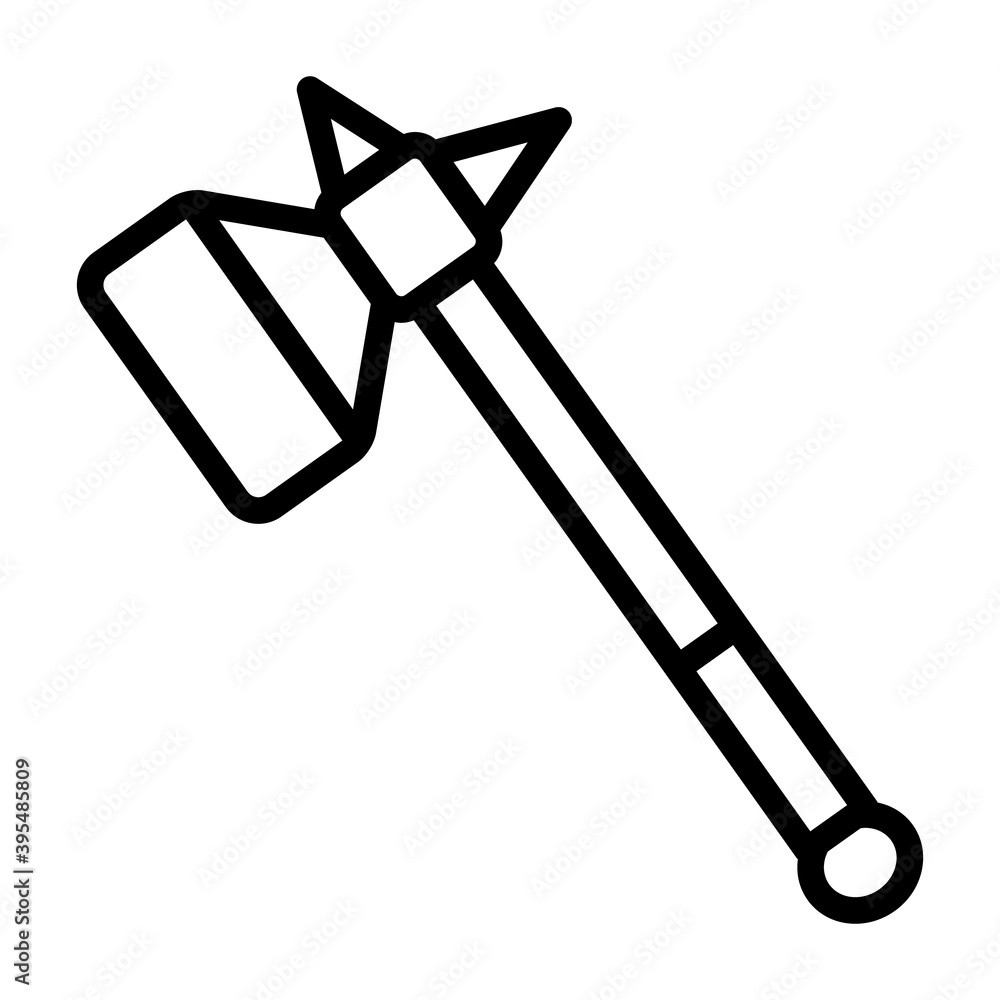 Warhammer or war hammer blunt weapon line art vector icon for games and ...