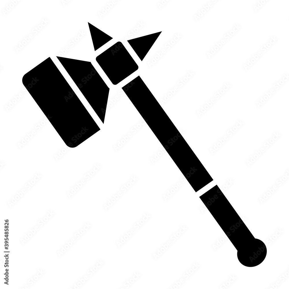 Warhammer or war hammer blunt weapon flat vector icon for games and ...