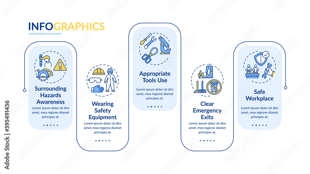 Workplace safety elements vector infographic template. Hazards ...