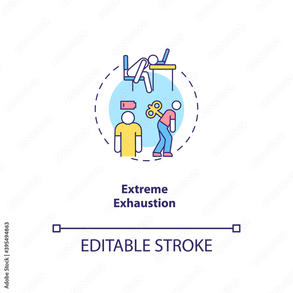 Extreme exhaustion concept icon. Severe fatigue idea thin line ...