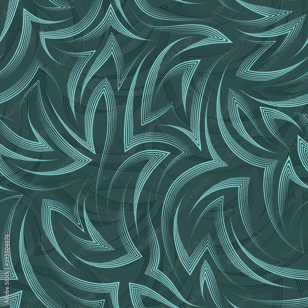 Vector seamless pattern of flowing lines and angles drawn by a pen on a ...