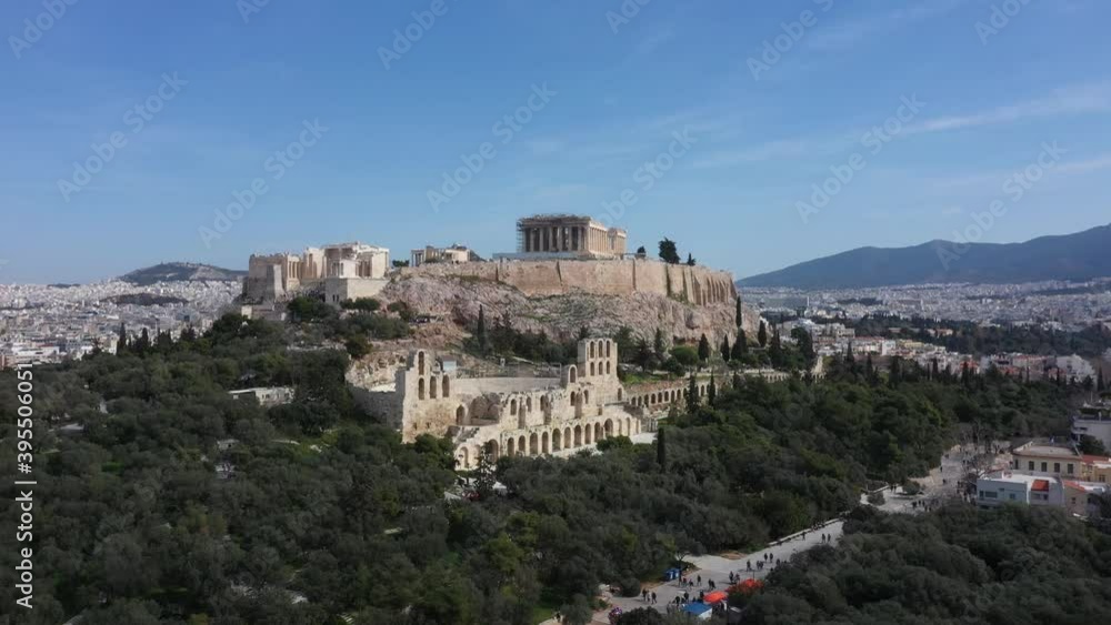 Acropolis city of Athens parthenon, symbol of ancient Greece, aerial view. History. Drone aerial ...