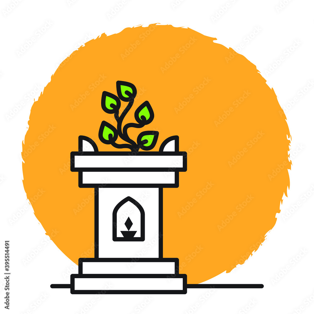 Vector Design of Sacred Plant Tulsi means Holy Basil is planted in ...