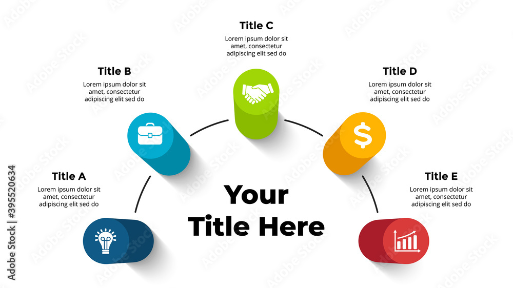 3D Vector Perspective Infographic. Presentation slide template. 5 step ...